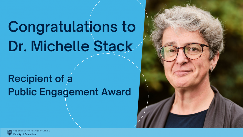 Dr. Michelle Stack Receives Public Engagement Award – Faculty of Education